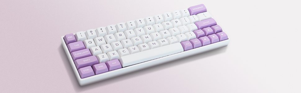 Womier 169 Full Keys PBT Double Shot White Purple ISA Profile Keycaps ...