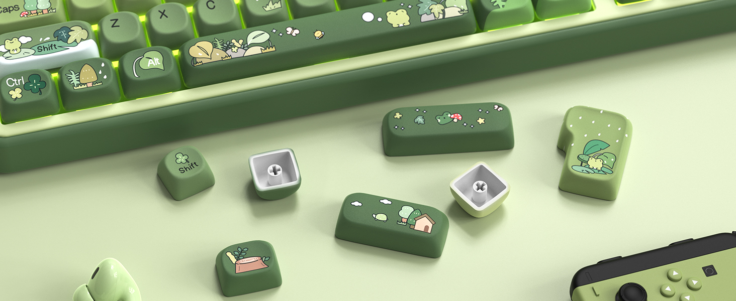 Womier PBT Keycaps MOA Keycaps Green Dye-Sublimation Custom Keyboard ...