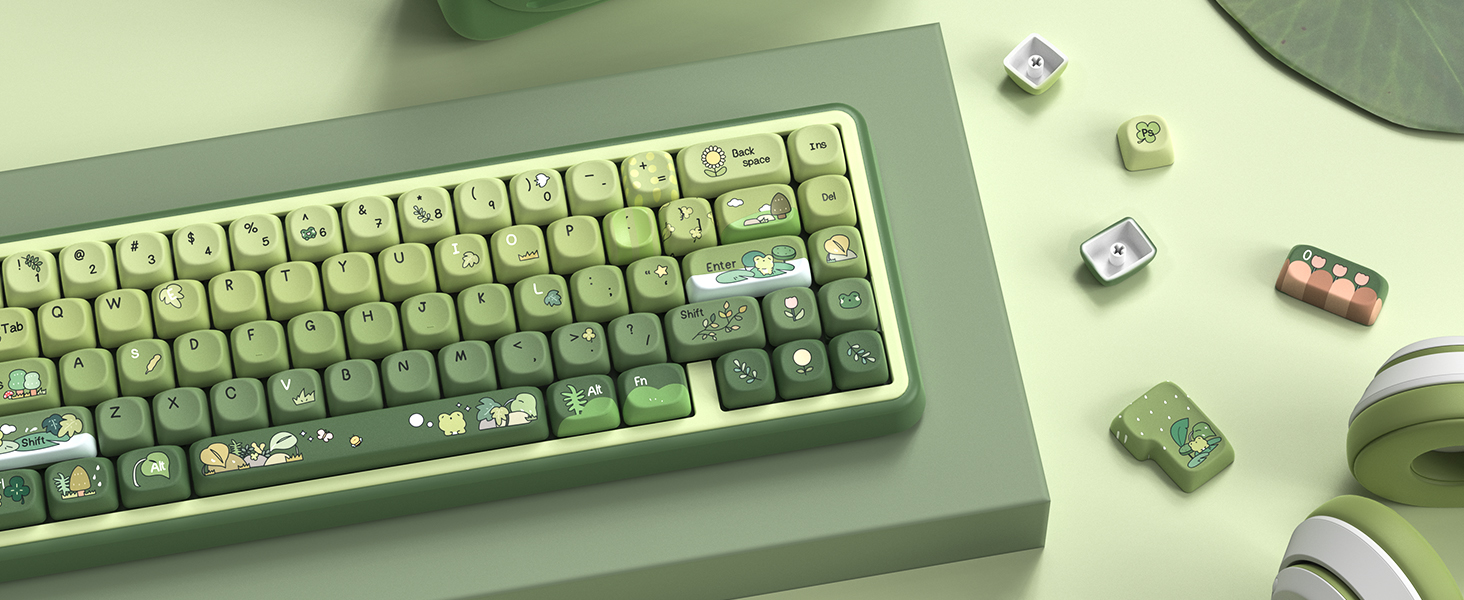 Womier PBT Keycaps MOA Keycaps Green Dye-Sublimation Custom Keyboard ...