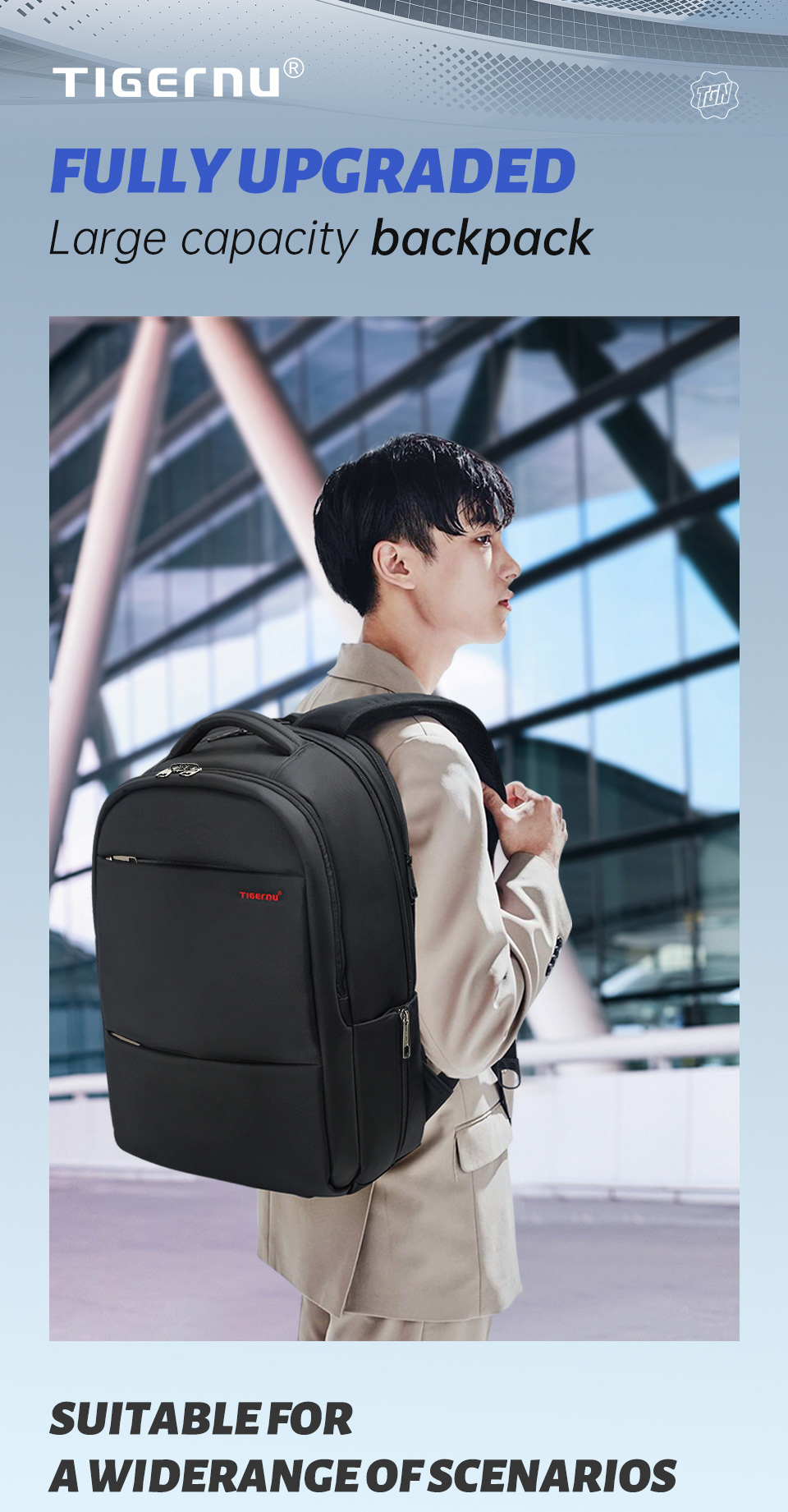 Tigernu 3032 Men Women 15-19inch Backpack Waterproof Laptop Backpack ...