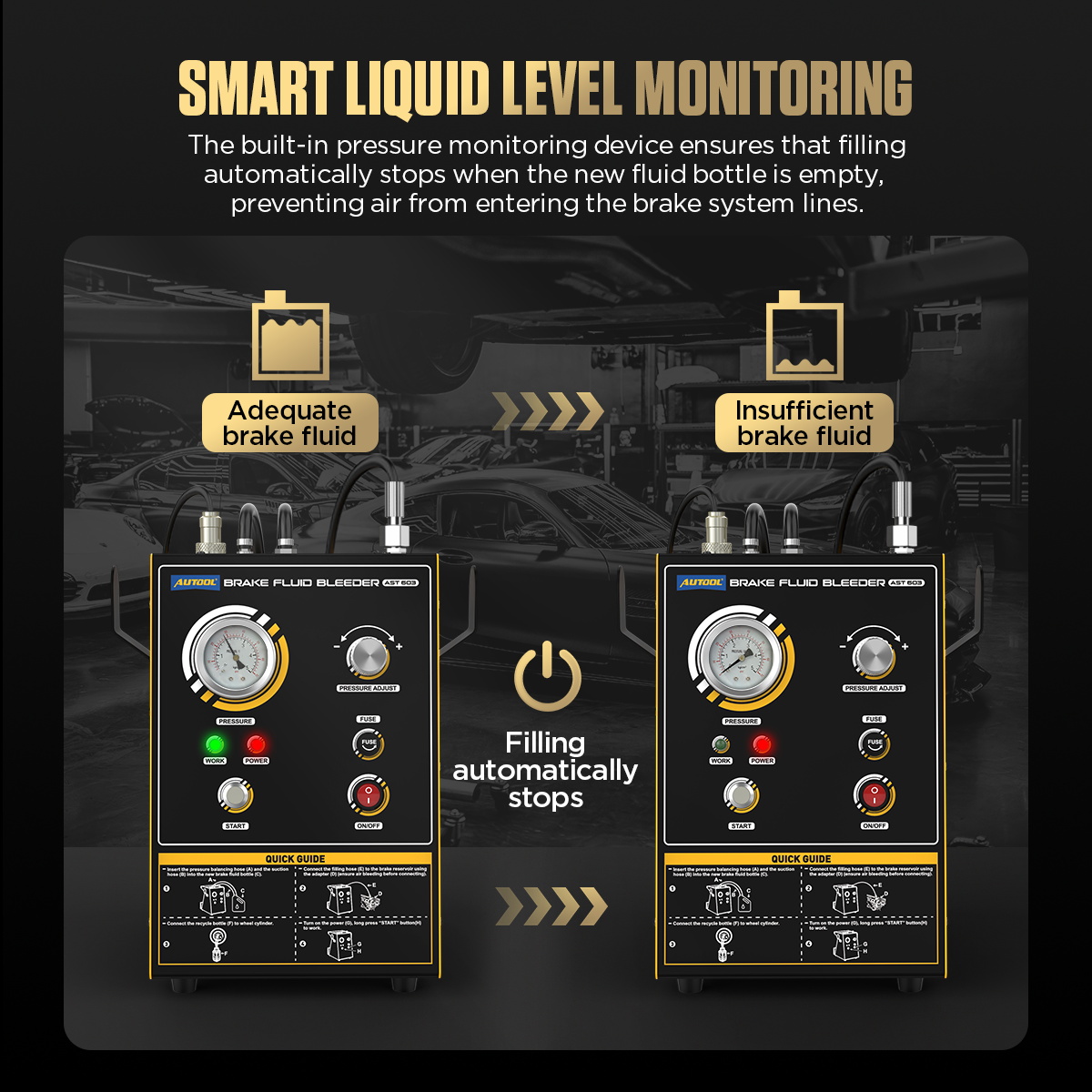 AUTOOL AST603 Brake Fluid Bleeder Adjustable Pulsating Oil Change Smart Brake Flush Machine Pure ...