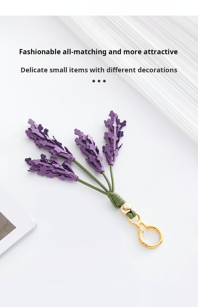 Lavender Keychain Keyring Bag Charm，For Women Girl Senior Bag ...