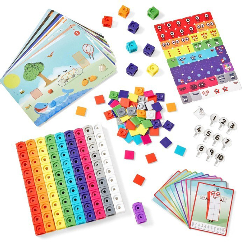 Linking Cubes Math Blocks Toy With English Activity Cards 10Pcs Numbers ...