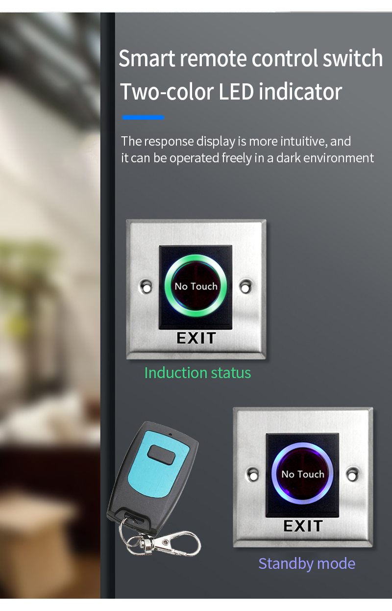 12V DC Metal no touch IR 433 wireless remote control button push door ...