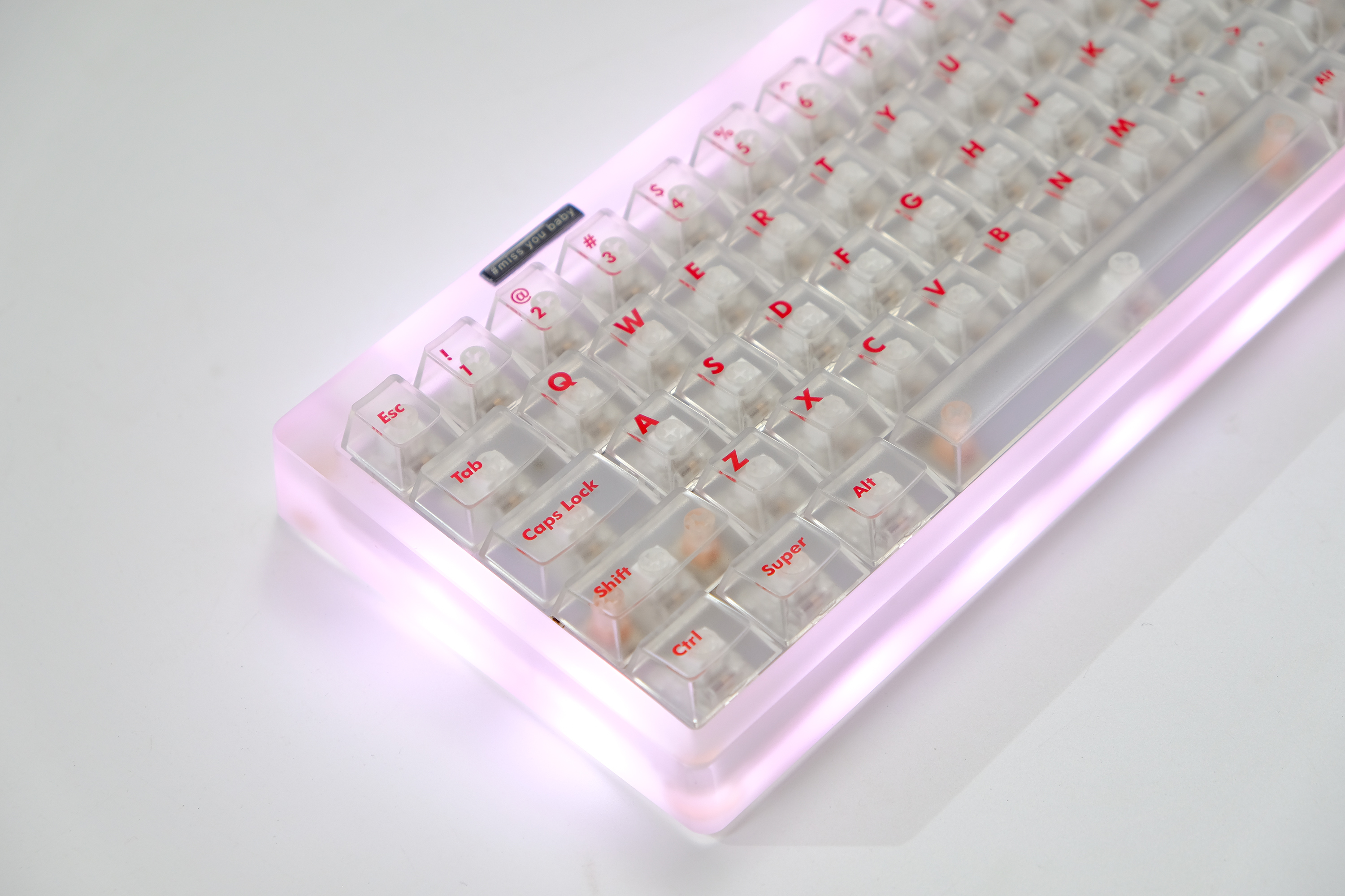Aifei Foggy Transparent White Red font Keycaps RGB matte 122 keys set ...