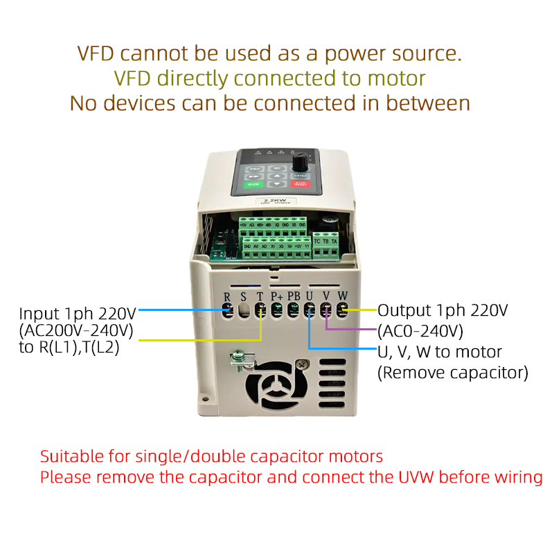 VFD Single-phase 220V 0.75KW 1.5KW 2.2KW Input 1phase 220V Output ...