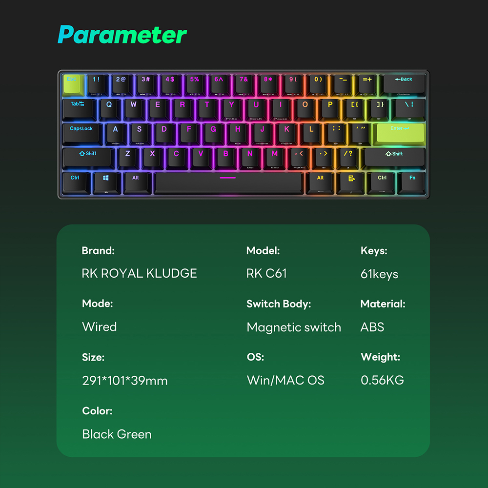 RK Royal Kludge RK C61 8000Hz With Magnetic Switch Wired Mechanical ...