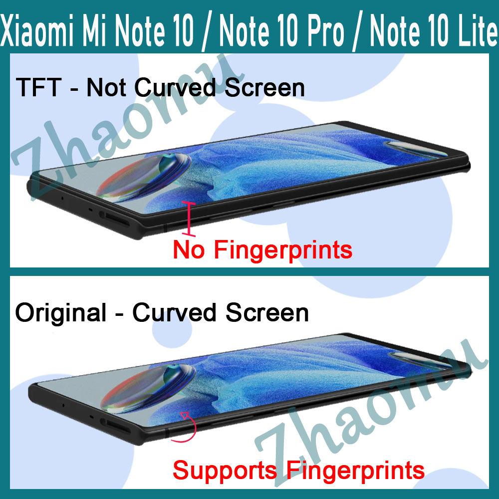 Original AMOLED Xiaomi Mi Note 10 Note 10 Pro Note 10 Lite LCD Display Touch Screen Replacement ...