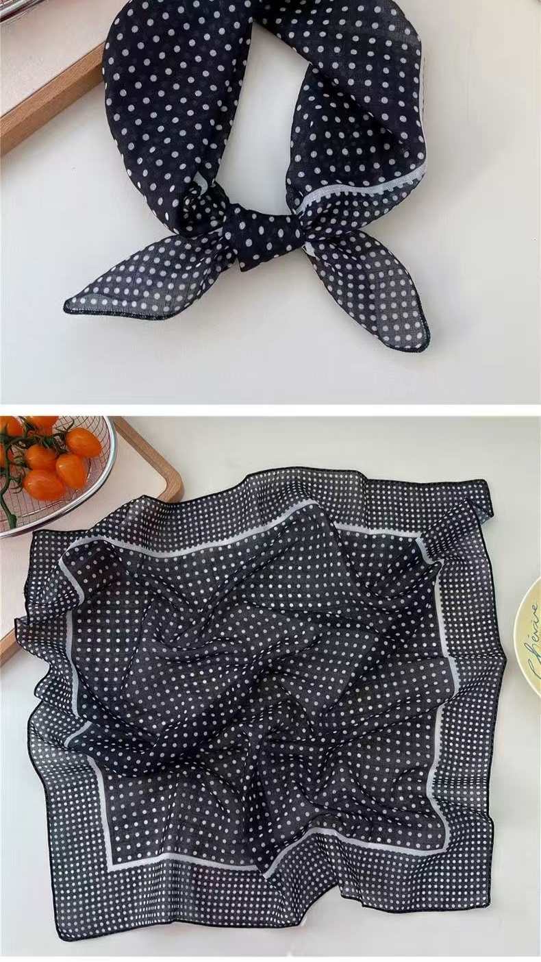 55 cm Cotton-Linen Polka Dot Bandana Scarf Stylish Women’s Neck Scarf Hair Band Fashionable Wrap ...