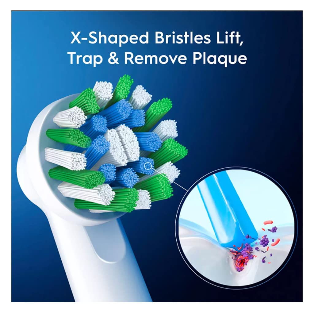 Oral b PRO Cross Action Electric toothbrush head, X-shaped and angled bristles ,White 4&8 pcs ...