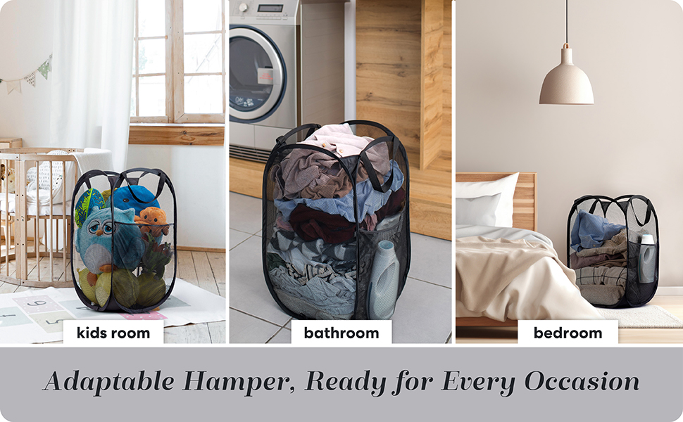 Handy Laundry Collapsible Mesh Pop Up Hamper with Wide Opening and Side ...