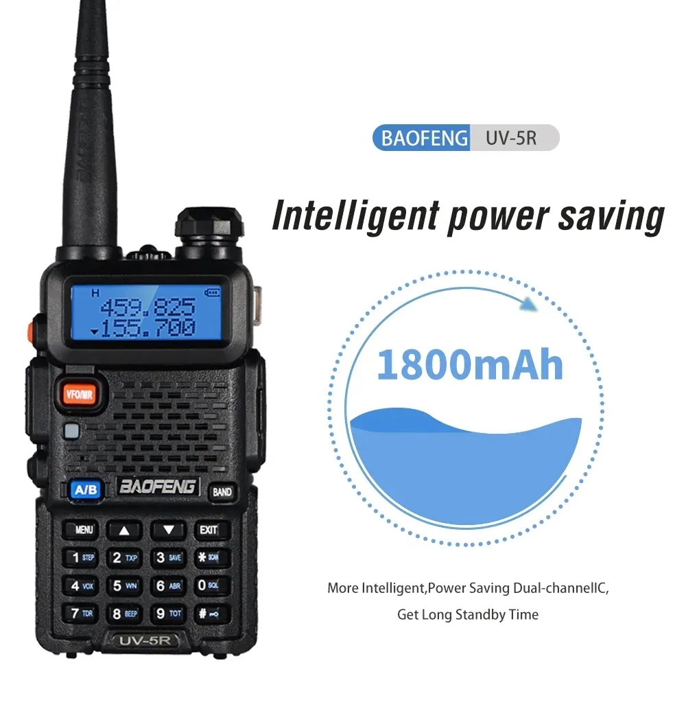 Walkie Talkie Baofeng UV-5R VHF/UHF 5W 128 CH Dual Band Dua Cara Radio ...
