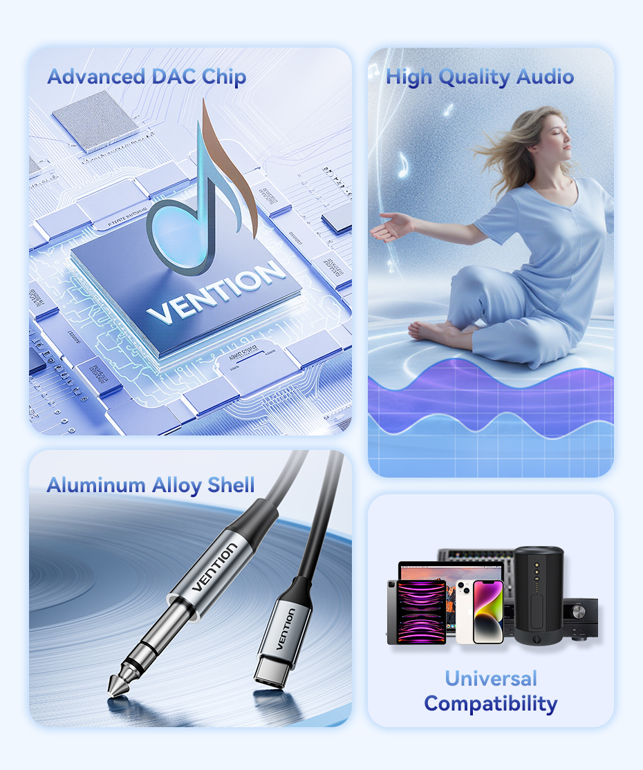 [DAC CHIP] Vention USB-C to 6.35mm DAC Audio Cable for Phone Tablet ...