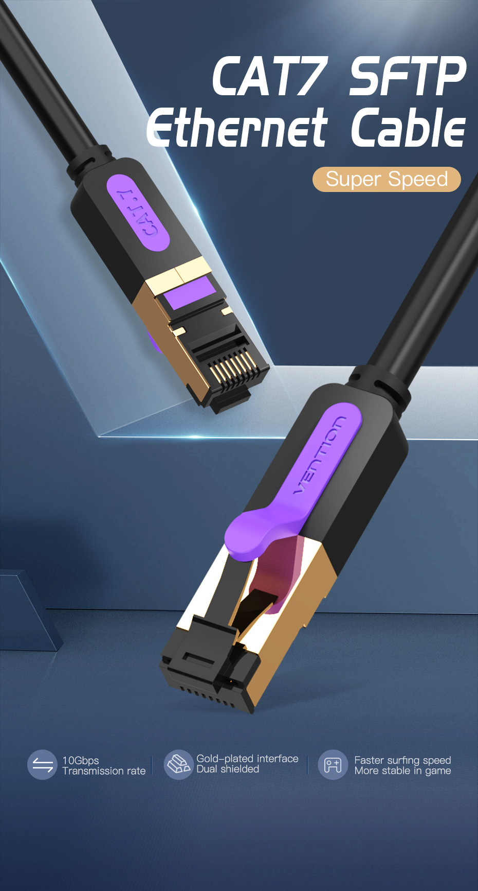 Vention CAT7 Ethernet Cable 10Gbps RJ45 SFTP Cat 7 Network LAN Cord ...