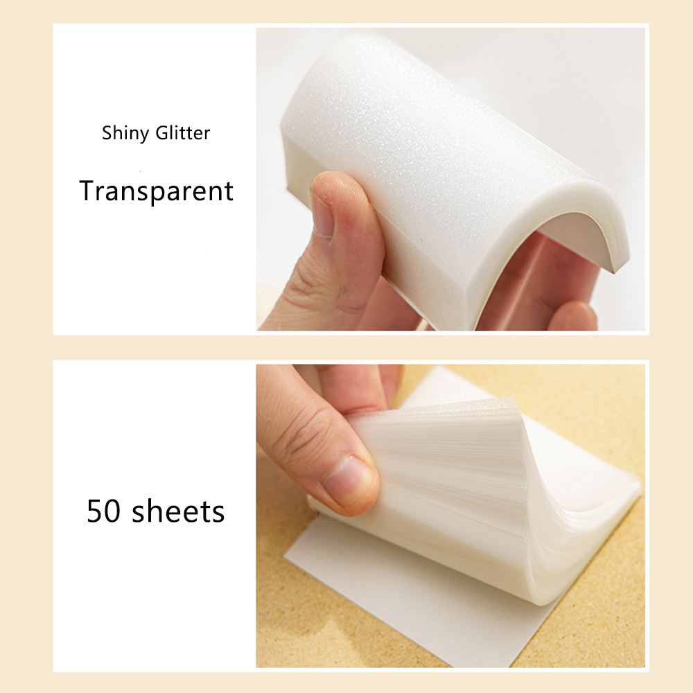 50 Sheets Shiny Glitter Transparent Sticky Notes for School Student ...