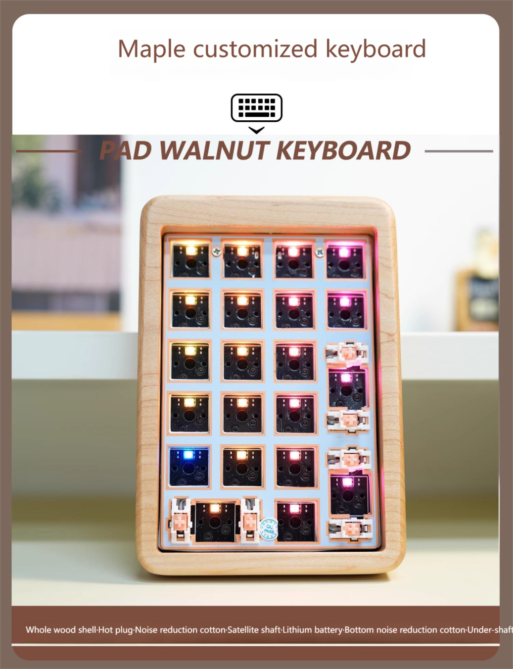 SKY Pad Walnut Mechanical Keyboard Kit 21 Key Keypad Hot Plug RGB ...