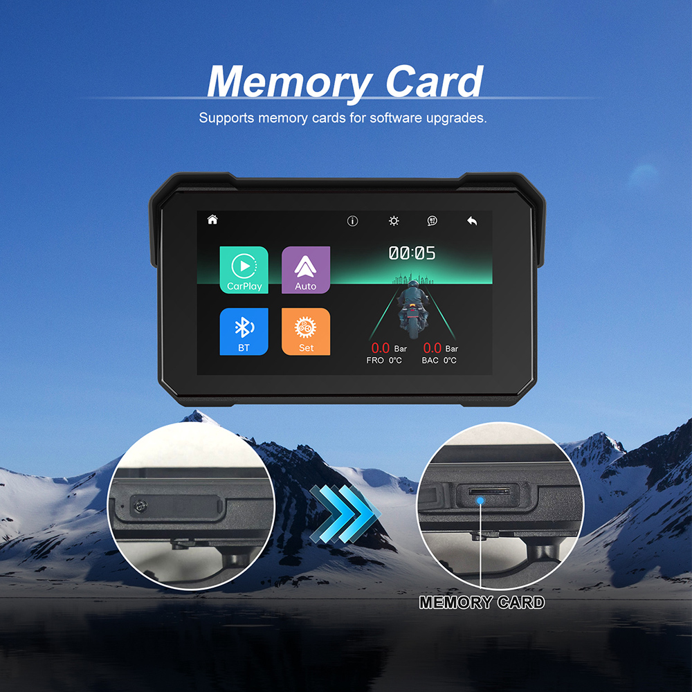 AVASHIN 5-inch Motorcycle Navigator Wireless CarPlay IPX8 Waterproof ...