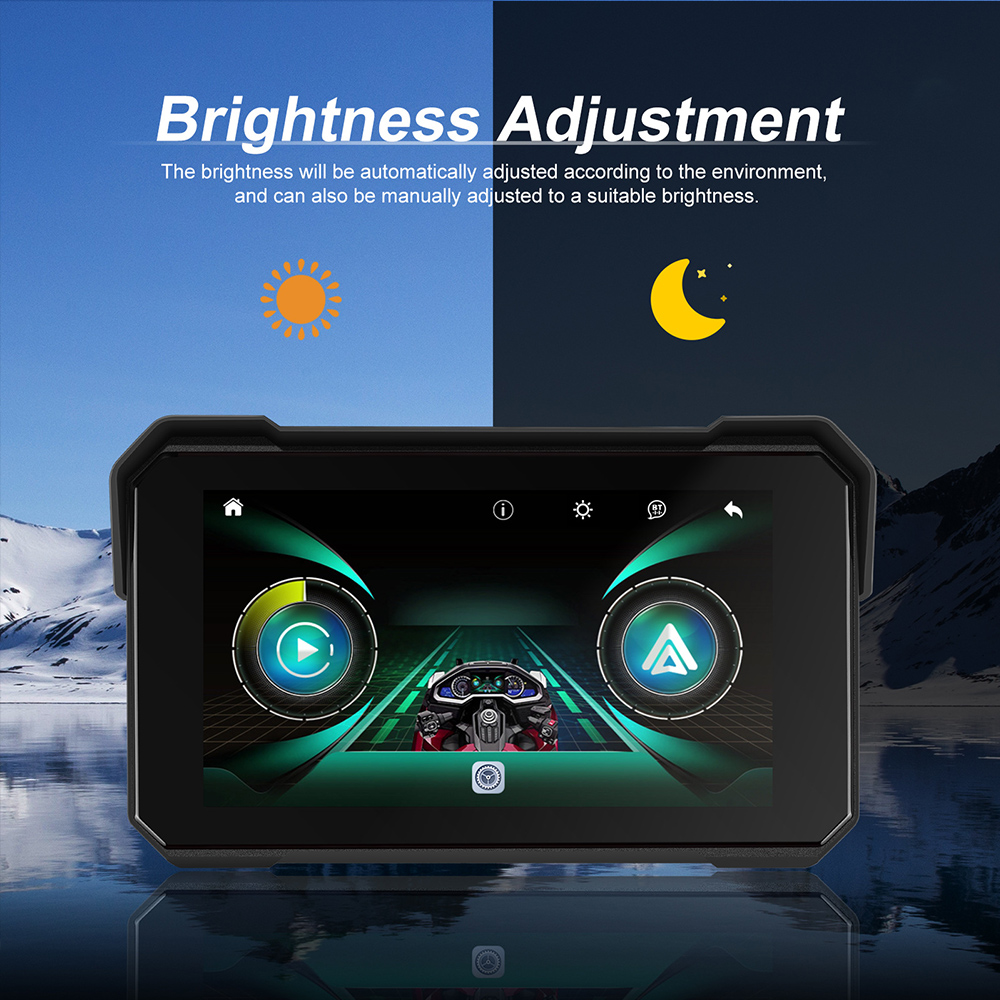 AVASHIN 5-inch Motorcycle Navigator Wireless CarPlay IPX8 Waterproof ...