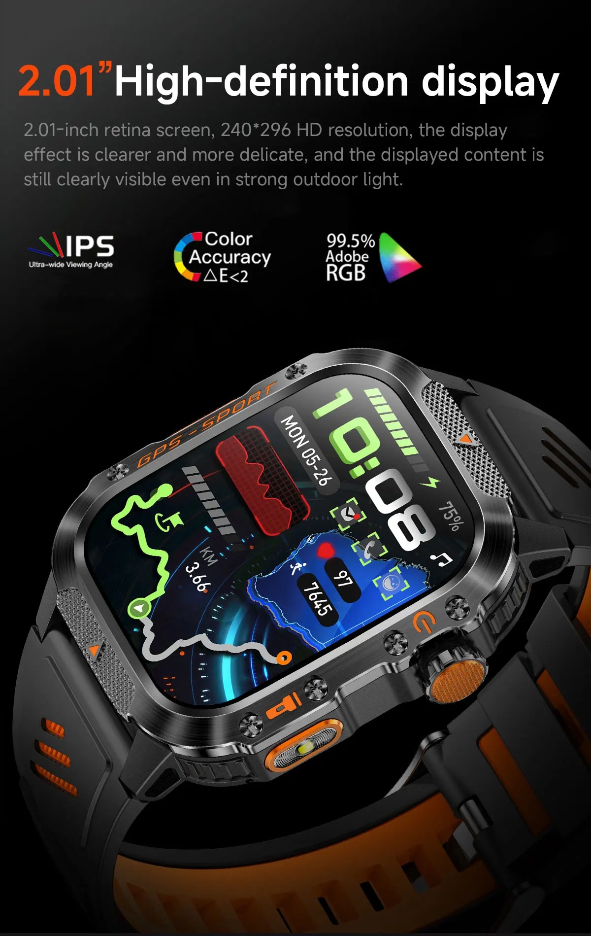 New Rainbuvvy HT36 Built-in GPS Smart Watch Men Compass Altimeter 5ATM ...