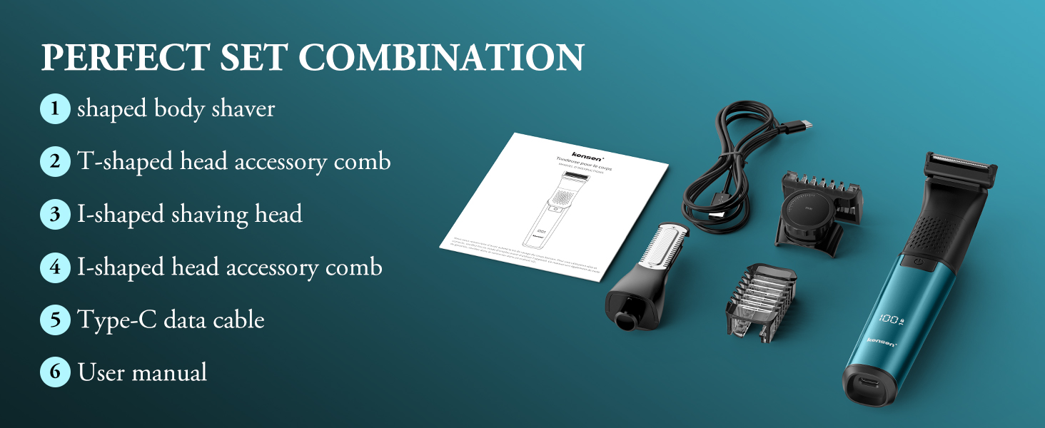 Kensen Electric Shaver Multifunctional Body Hair Trimmer Beard Trimmer ...