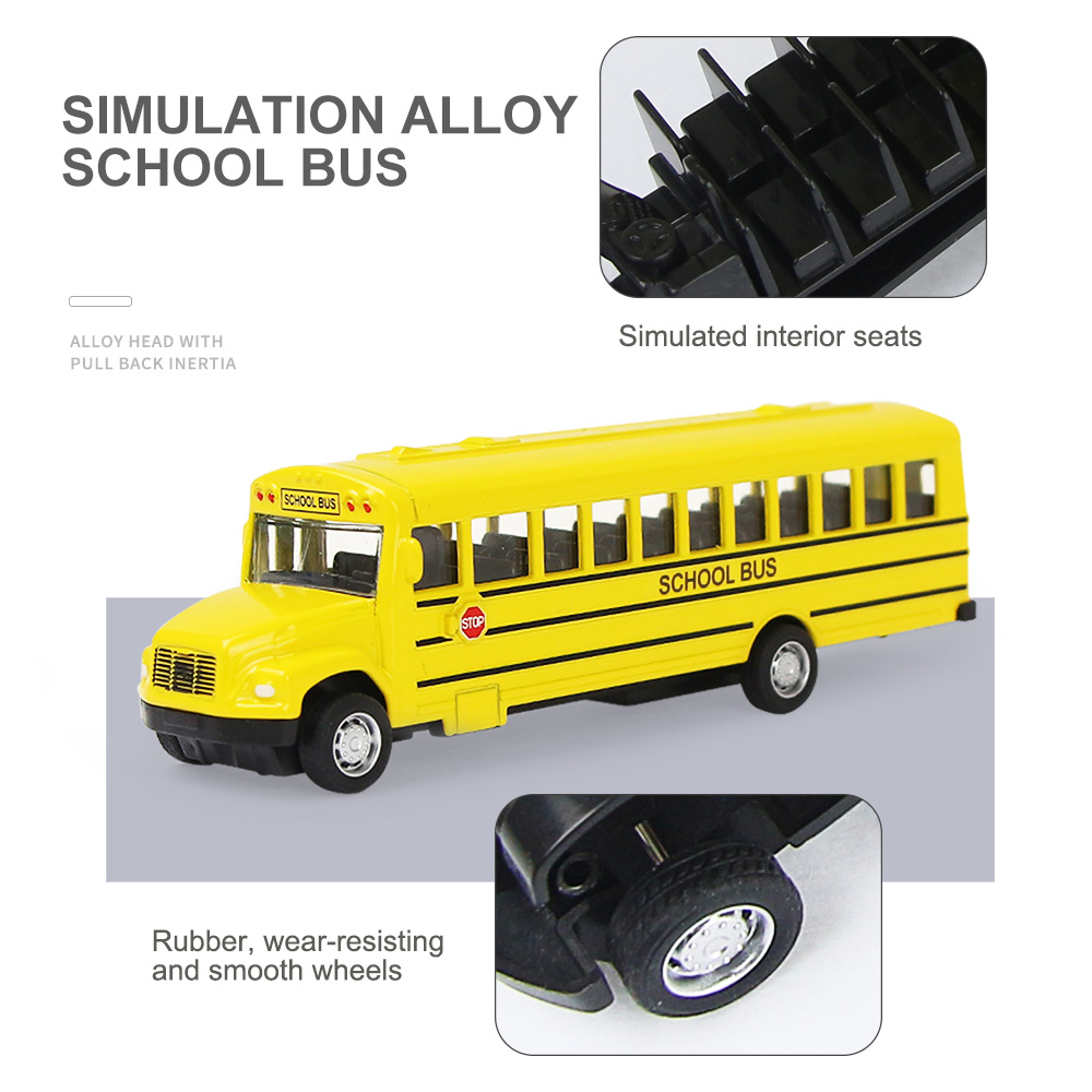 Pull Back School Bus Toy - Alloy Diecast Vehicle Model, Educational ...