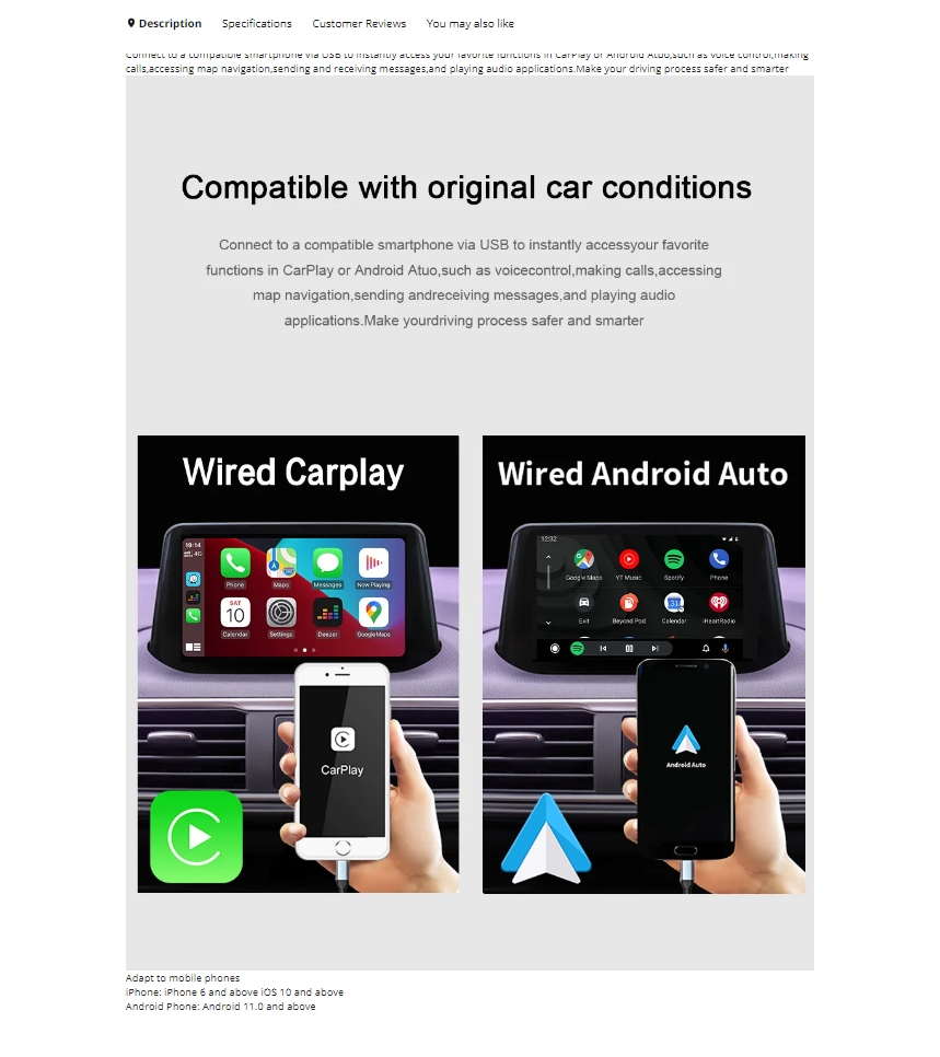 New Upgrade Mazda CarPlay Android Auto USB Hub Adapter for Mazda 2 3 6 ...
