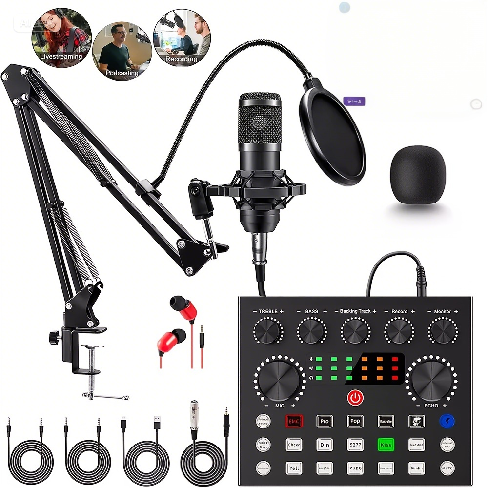 No Brand Usb Microphone Wireless Mic Vlog Microphone Studio Kit with ...
