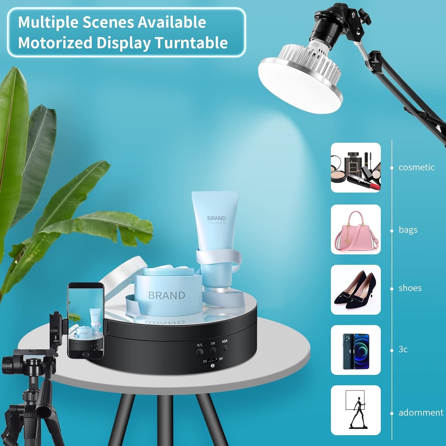 Electric Rotating Stand Turntable, 5.4 Inch 360 Degree 3-speed with USB ...