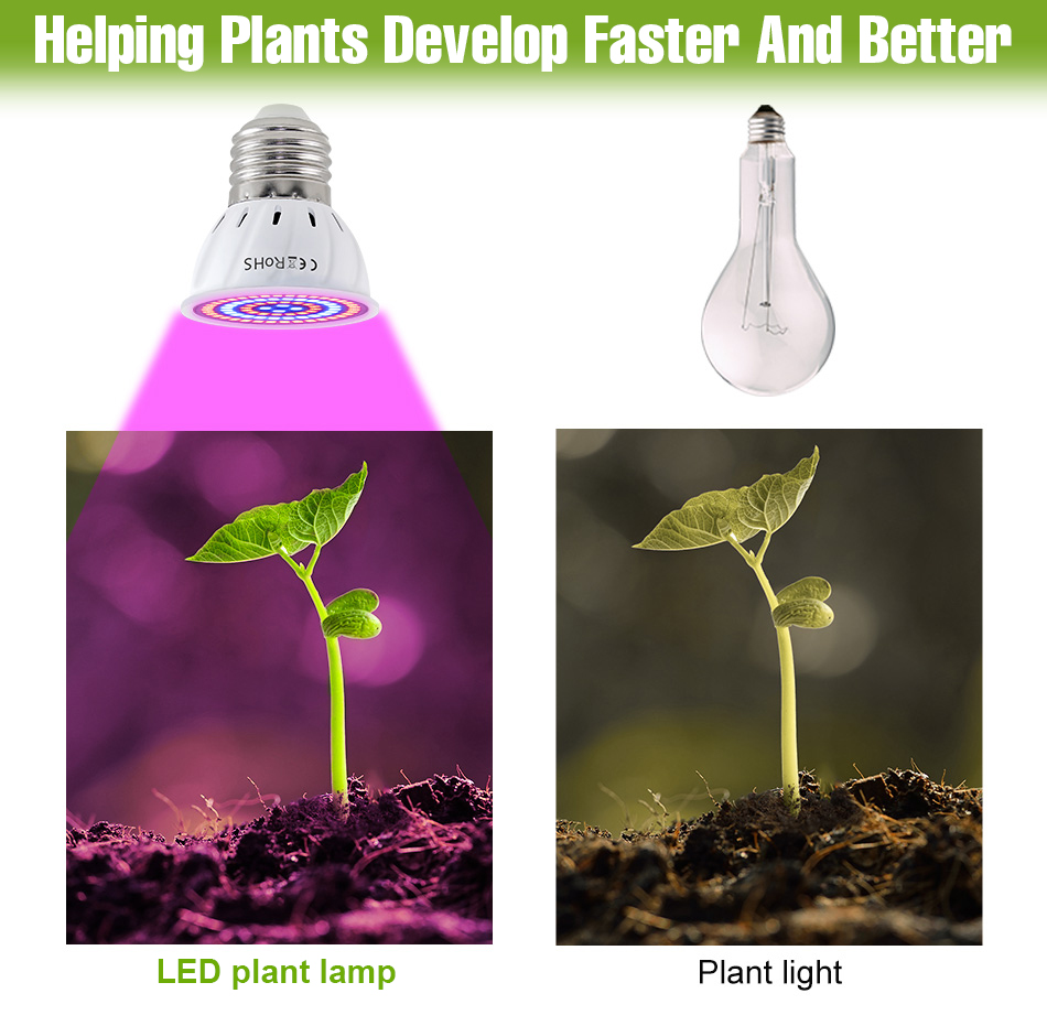 9W E27 LED Plant Grow Light Bulb 220V Full Spectrum 7W E14 Red Blue ...