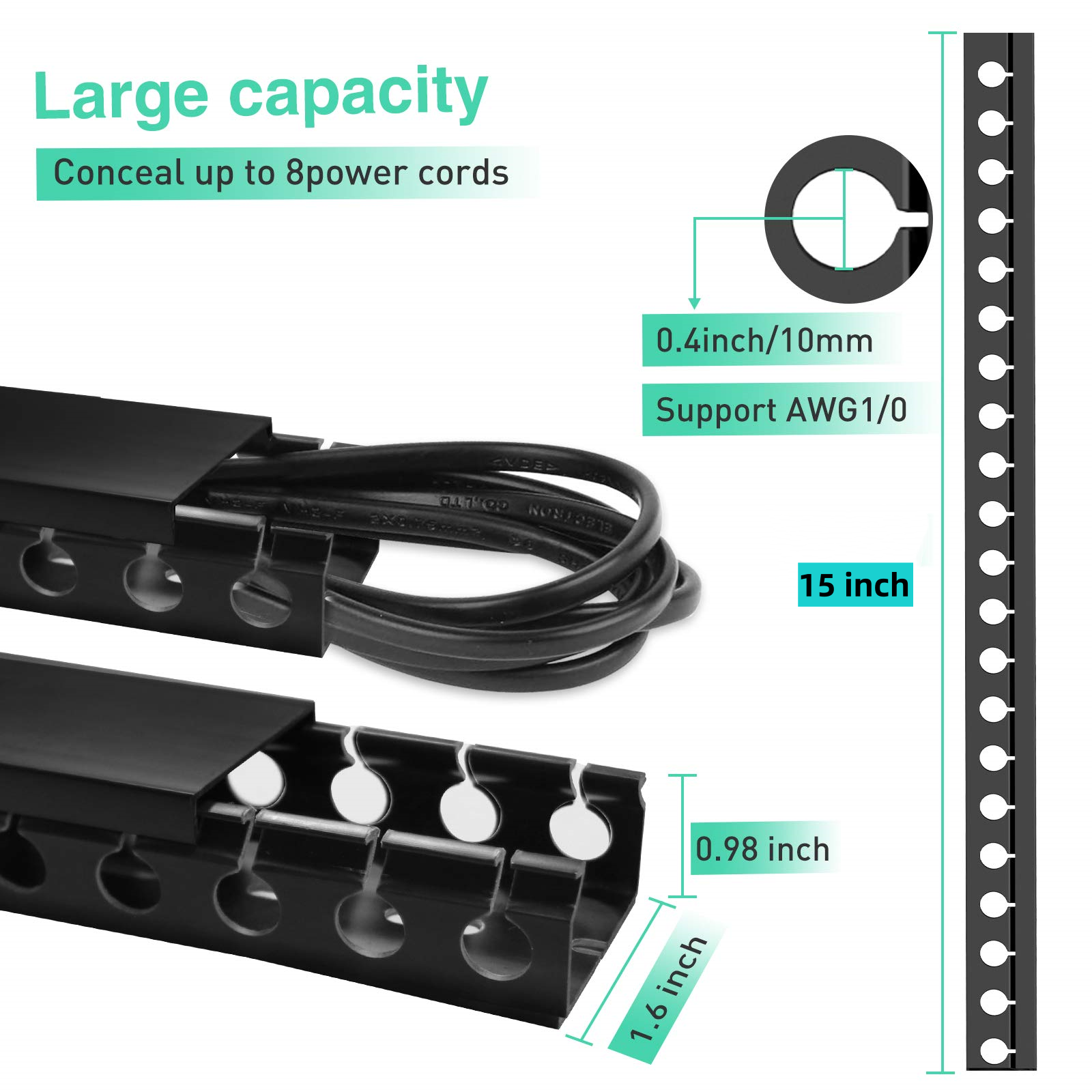 【Upgrade Style】2PCS Cable Raceway Kit, Strong Glue Open Slot Wiring ...