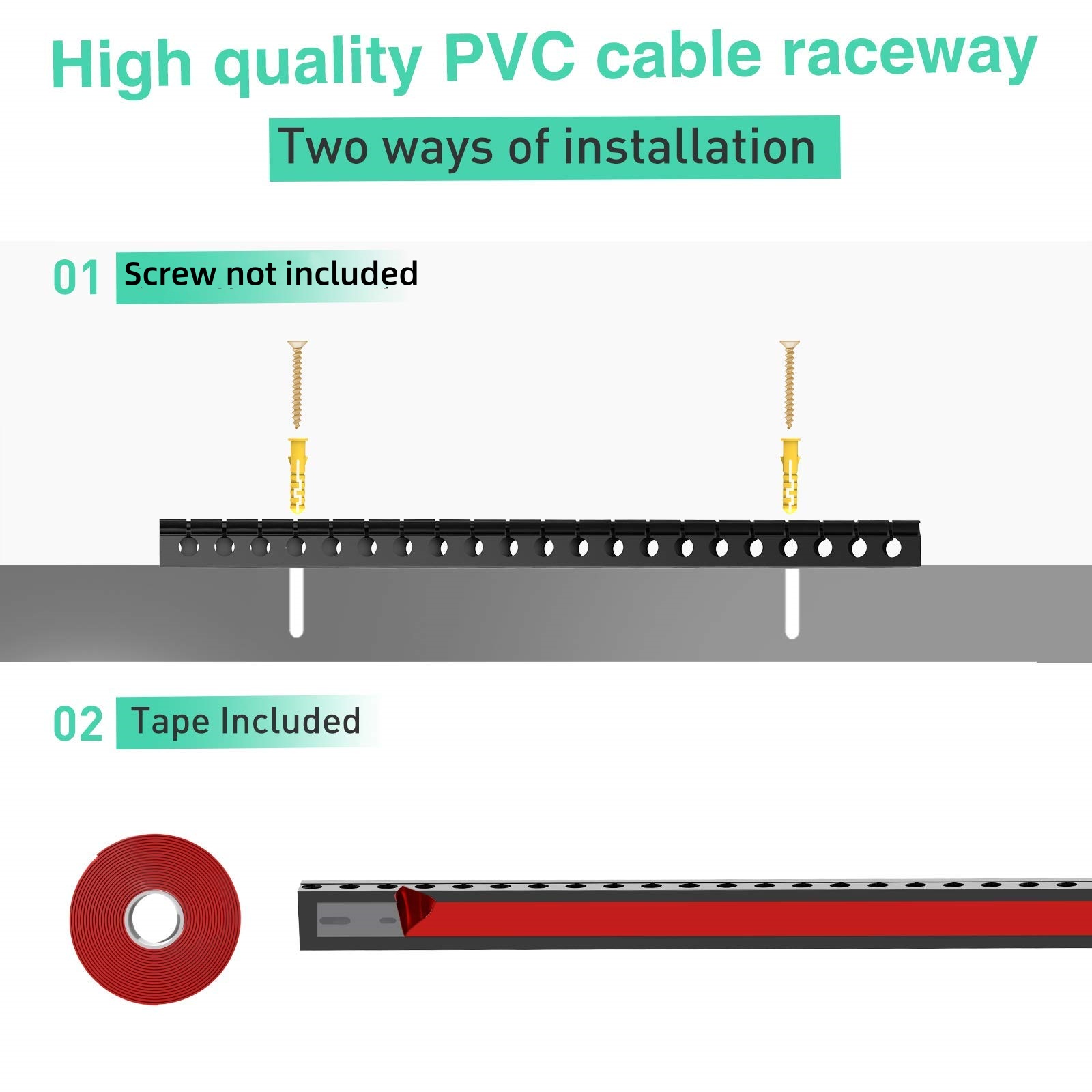 【Upgrade Style】2PCS Cable Raceway Kit, Strong Glue Open Slot Wiring ...