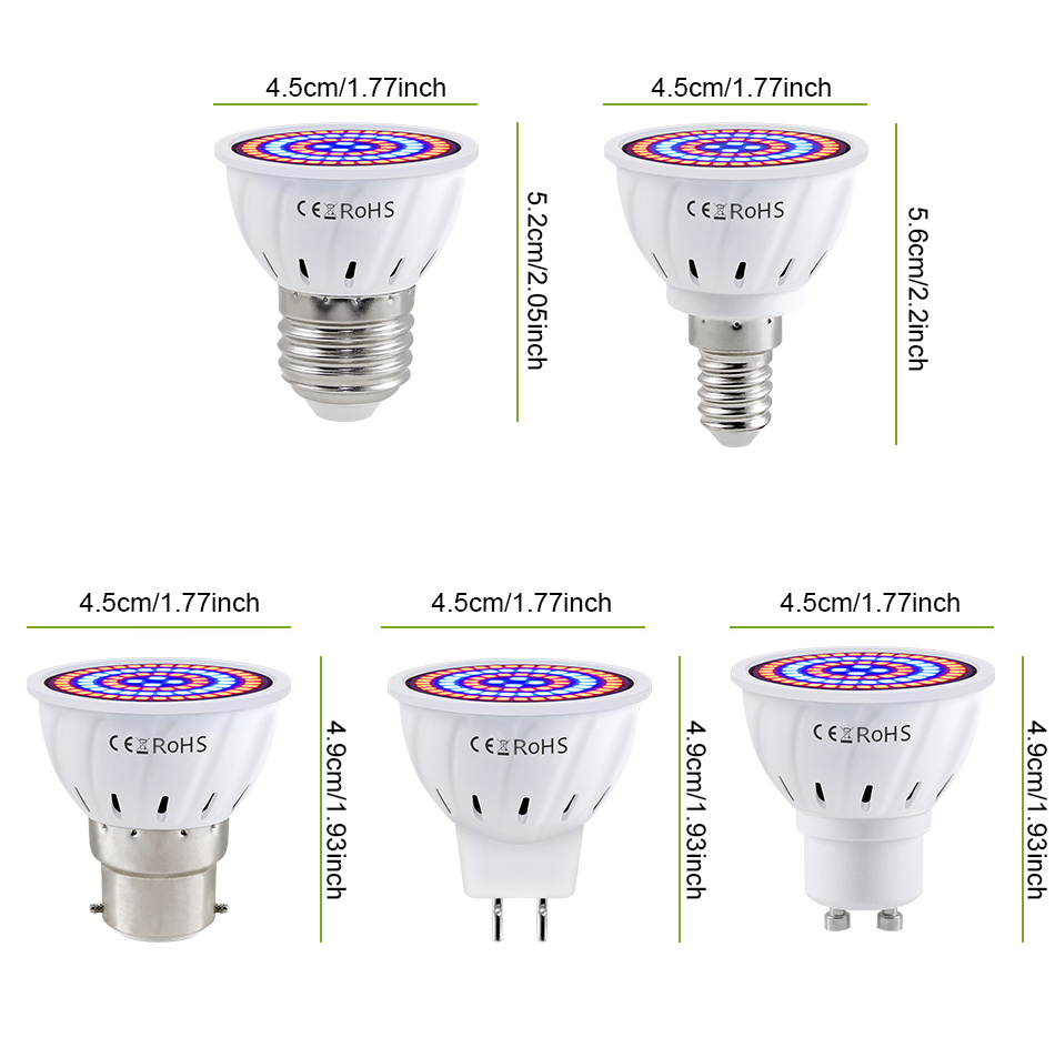 9W E27 LED Plant Grow Light Bulb 220V Full Spectrum 7W E14 Red Blue ...
