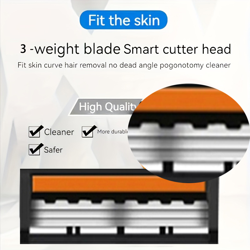 3-layer Razor Set (1 Holder + 3 Blades) Blue Shaver for Men and Women ...