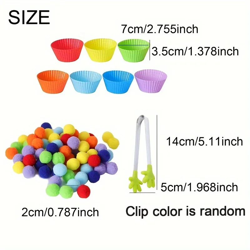 1 Set Kids Clip Plush Ball Toy - Color Sorting Counting Game for Fine Motor Educational ...