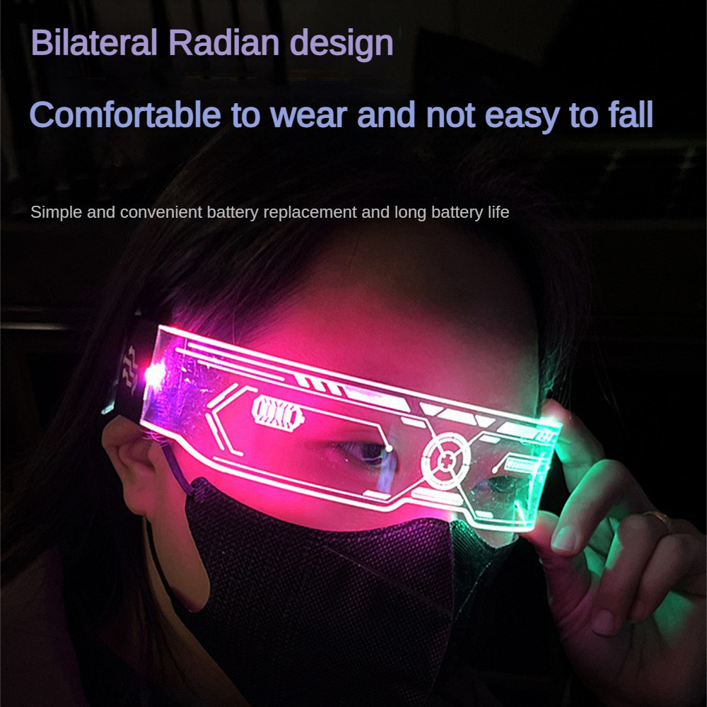 LED multi-function luminous glasses 7 Colors Bilateral Touch Control ...