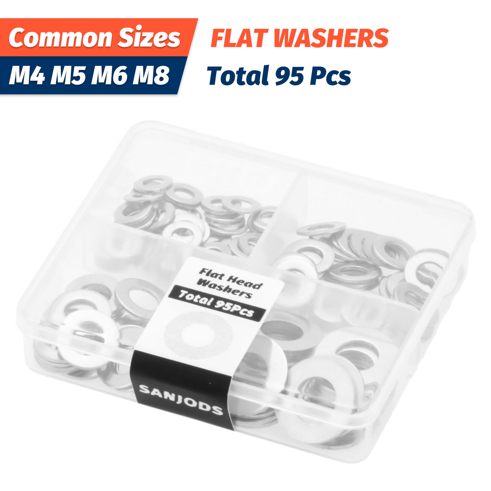 Flat Washer Assortment Kit, Stainless Steel M4 M5 M6 M8 Flat Washers ...