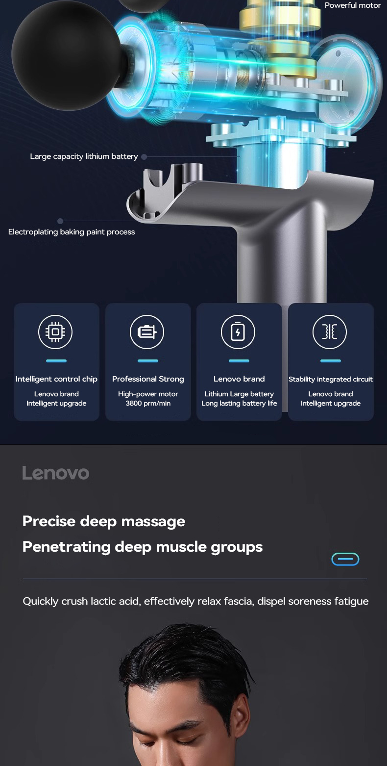 Lenovo Massage Gun 8 Heads 99 Speeds Adjustable Mesin Urut 筋膜枪 Deep ...