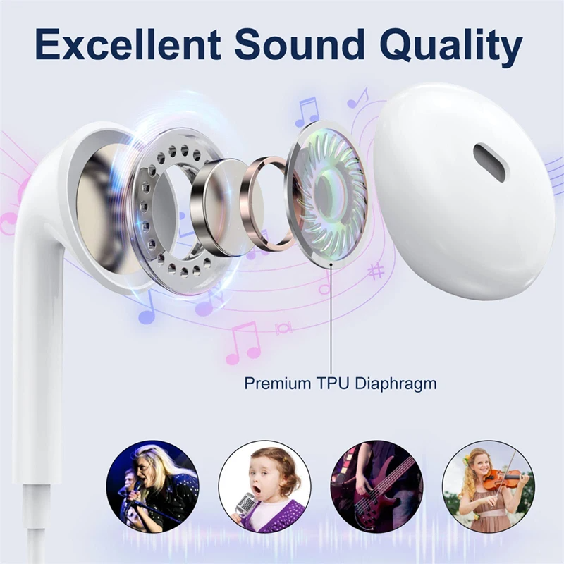 TypeC In Ear Wired Earphones with High Fidelity Audio Noise Canceling ...