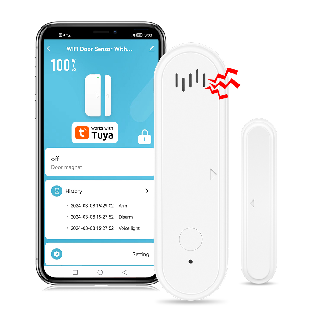 WiFi Door Window Sensor Tuya 80dB Sound Alarm Smart Life App Alert ...
