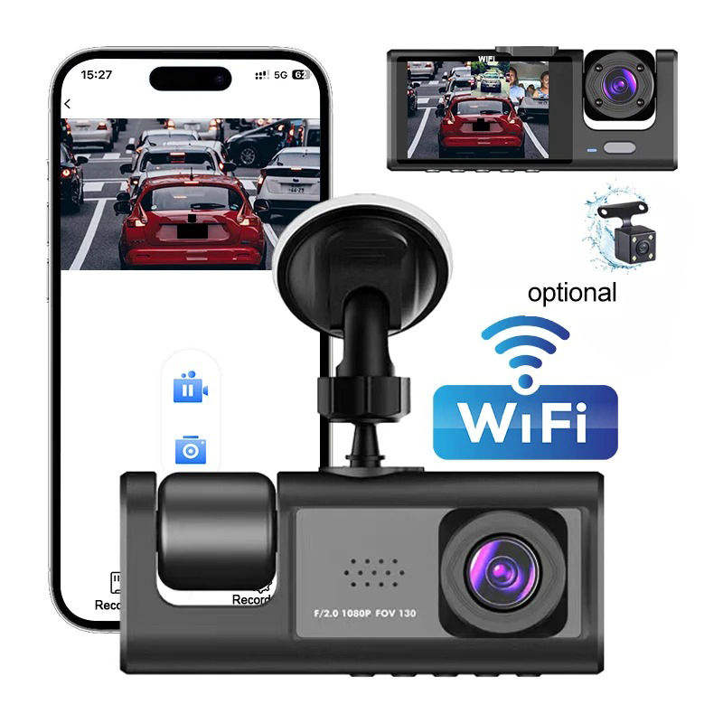 Front and Rear Dash Cam with 3 Cameras, 1080P HD Car Recorder, DVR with ...