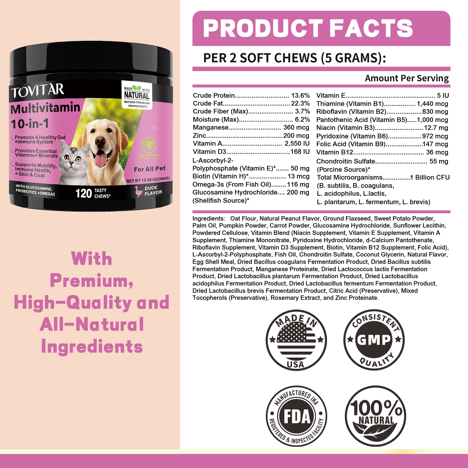 Tovitar® Multivitamin Cat and dog 120 Soft Chews - Omega 3 | Vitamin Bs ...
