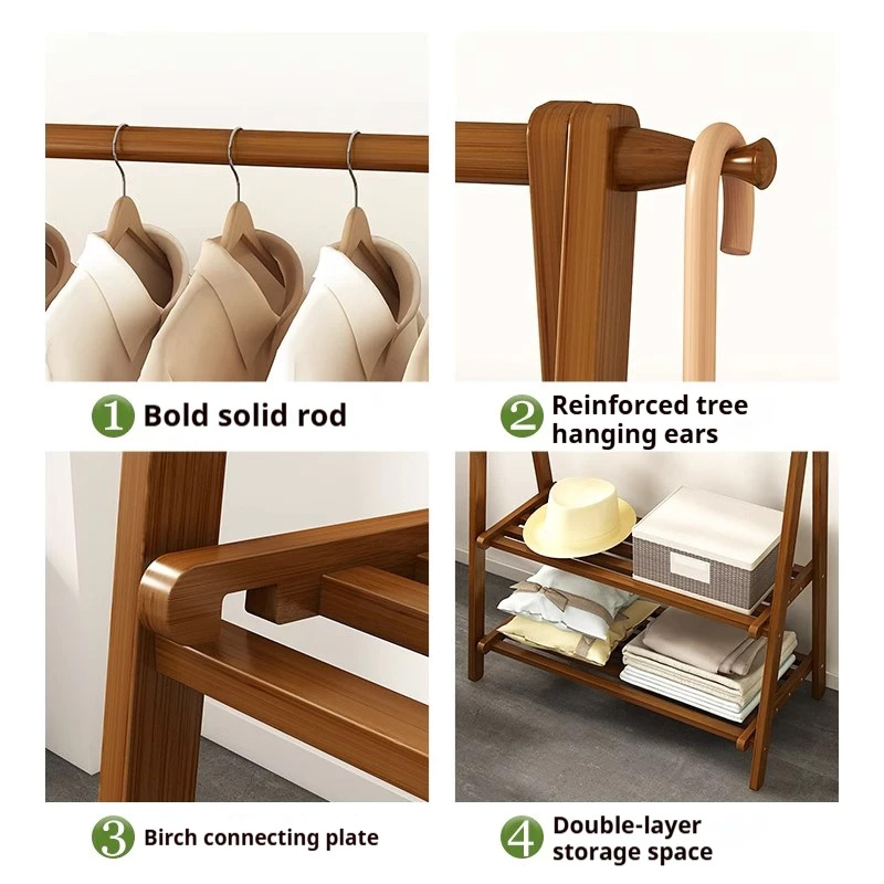 Rak kot boleh lipat Foldable Wooden Coat Rack Multifunctional Clothes ...