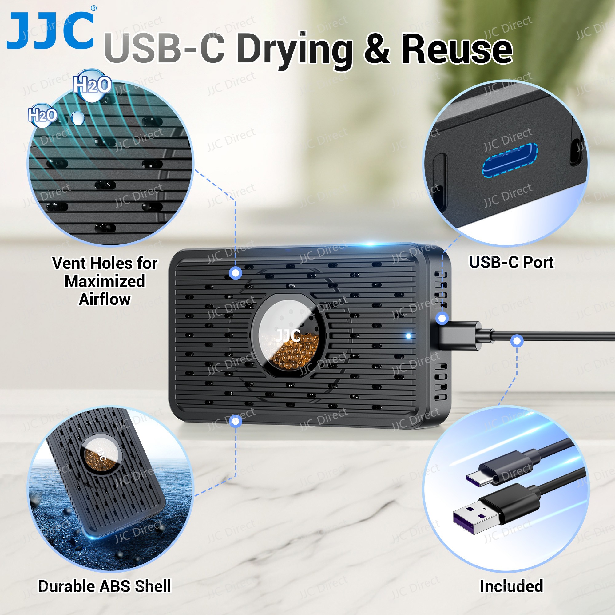 JJC Rechargeable Dehumidifier Desiccant Moisture Absorber for DSLR ...