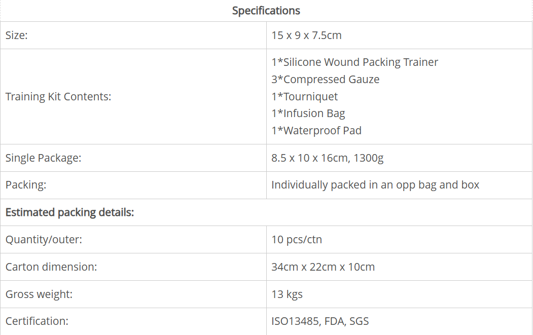 Tourniquet and Gunshot Wound (GSW) Packing Task Trainer for Trauma Care ...