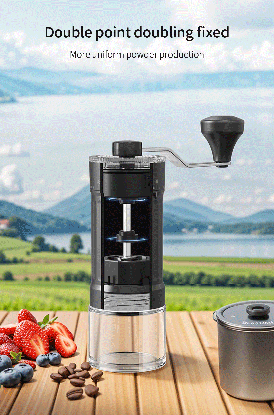 Cliton Manual Coffee Grinder 40 External Settings Dual-Point ...