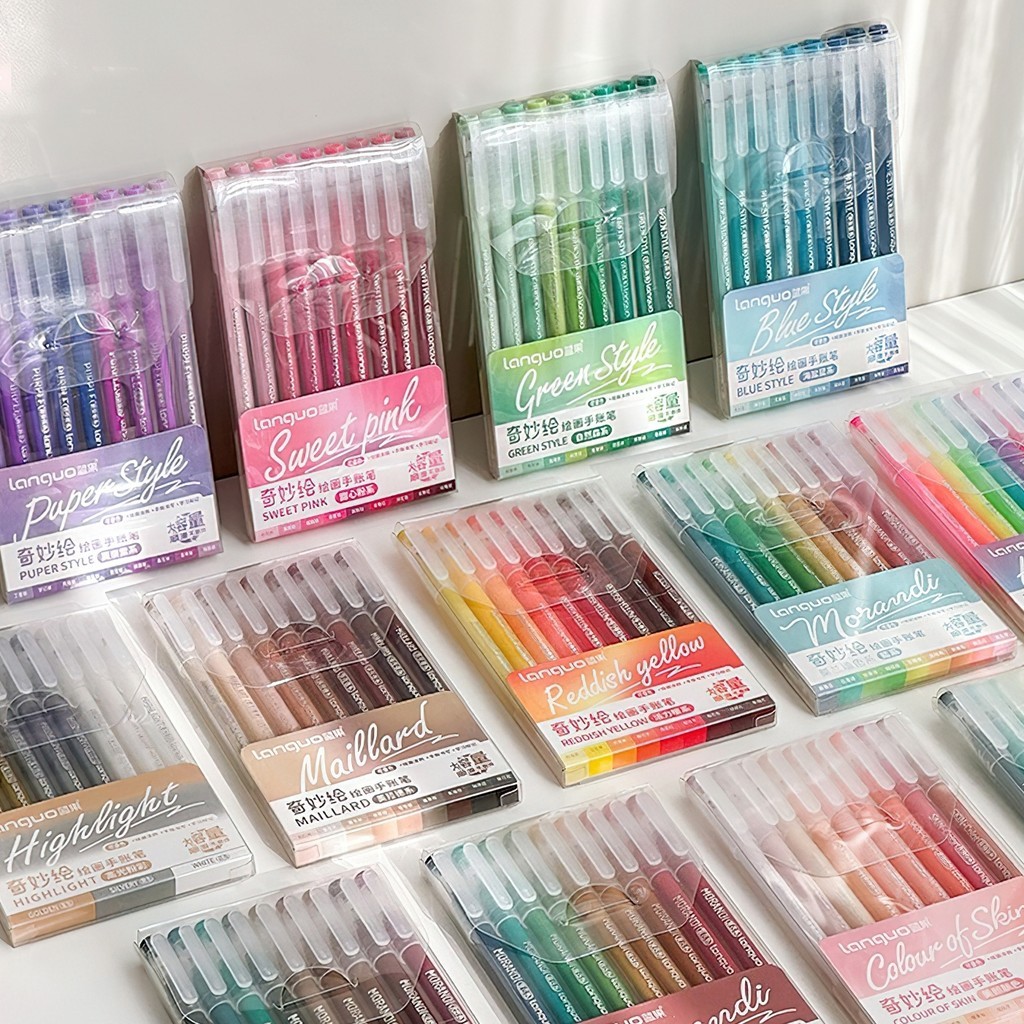 9PCS Morandi Gray Gel Pen Set – 0.5mm Multicolor Vintage Ballpoint Pens ...