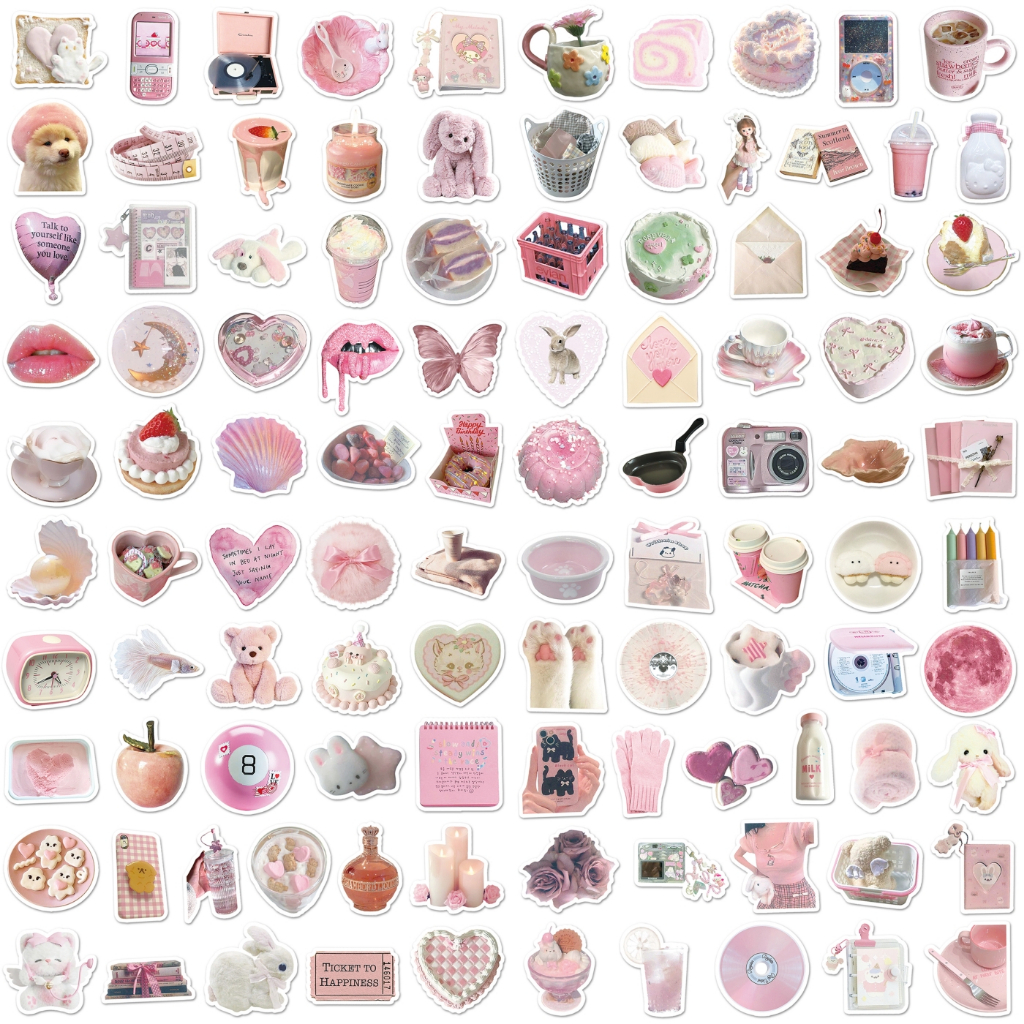 103pcs Ins Style Cute Pink Stickers DIY For Phones Laptop Car Sticker ...