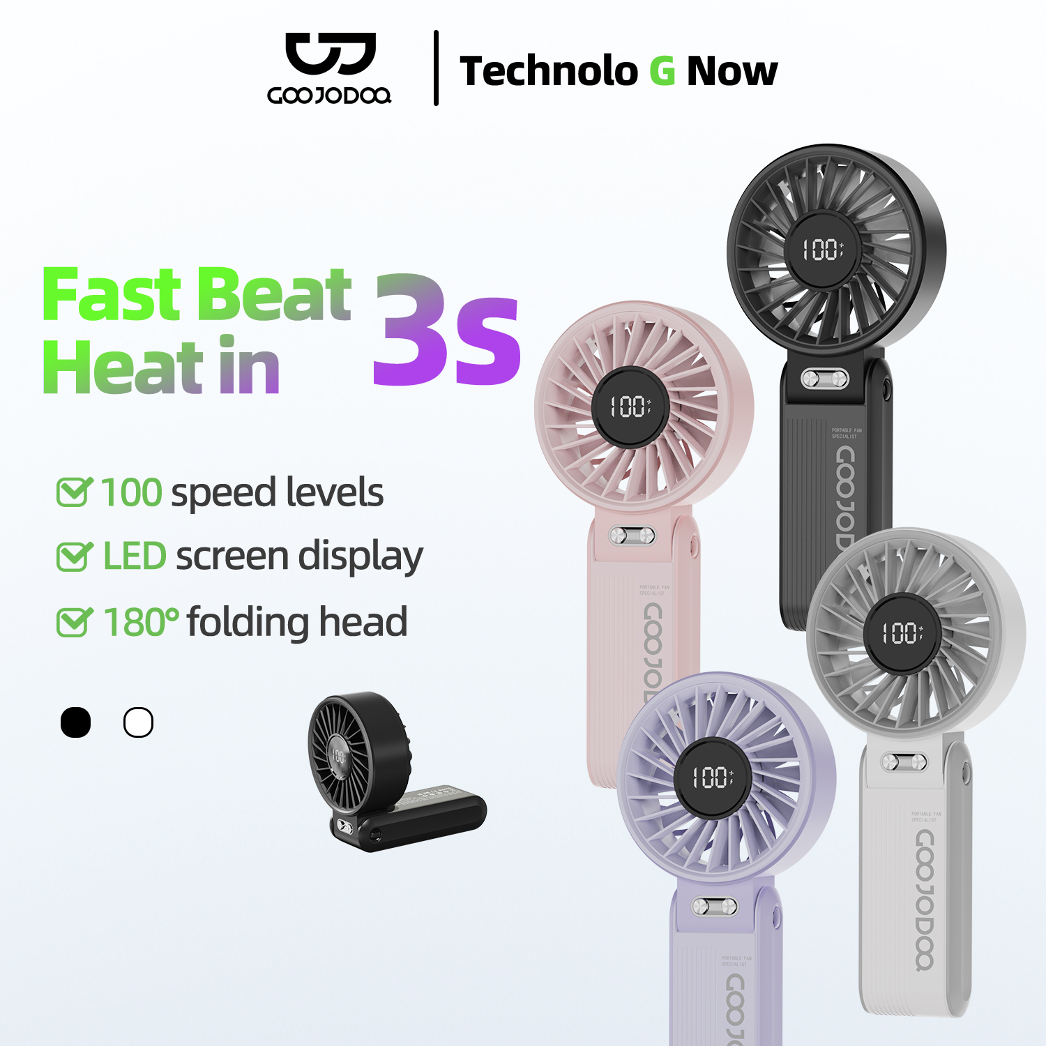 GOOJODOQ Mini Fan 4000mAh with Turbo Jet Handheld Fan Portable High ...
