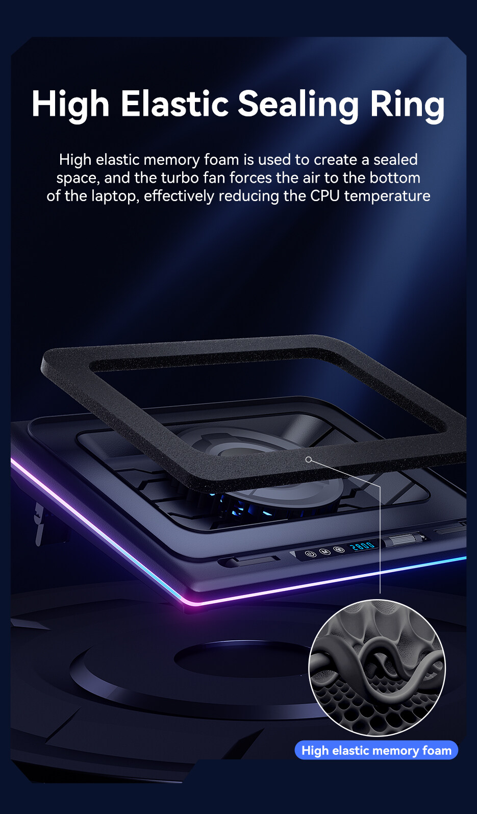 llano V12 V10 V13 Turbo-Fan RGB Laptop Cooler Dust Filter Memory Foam ...