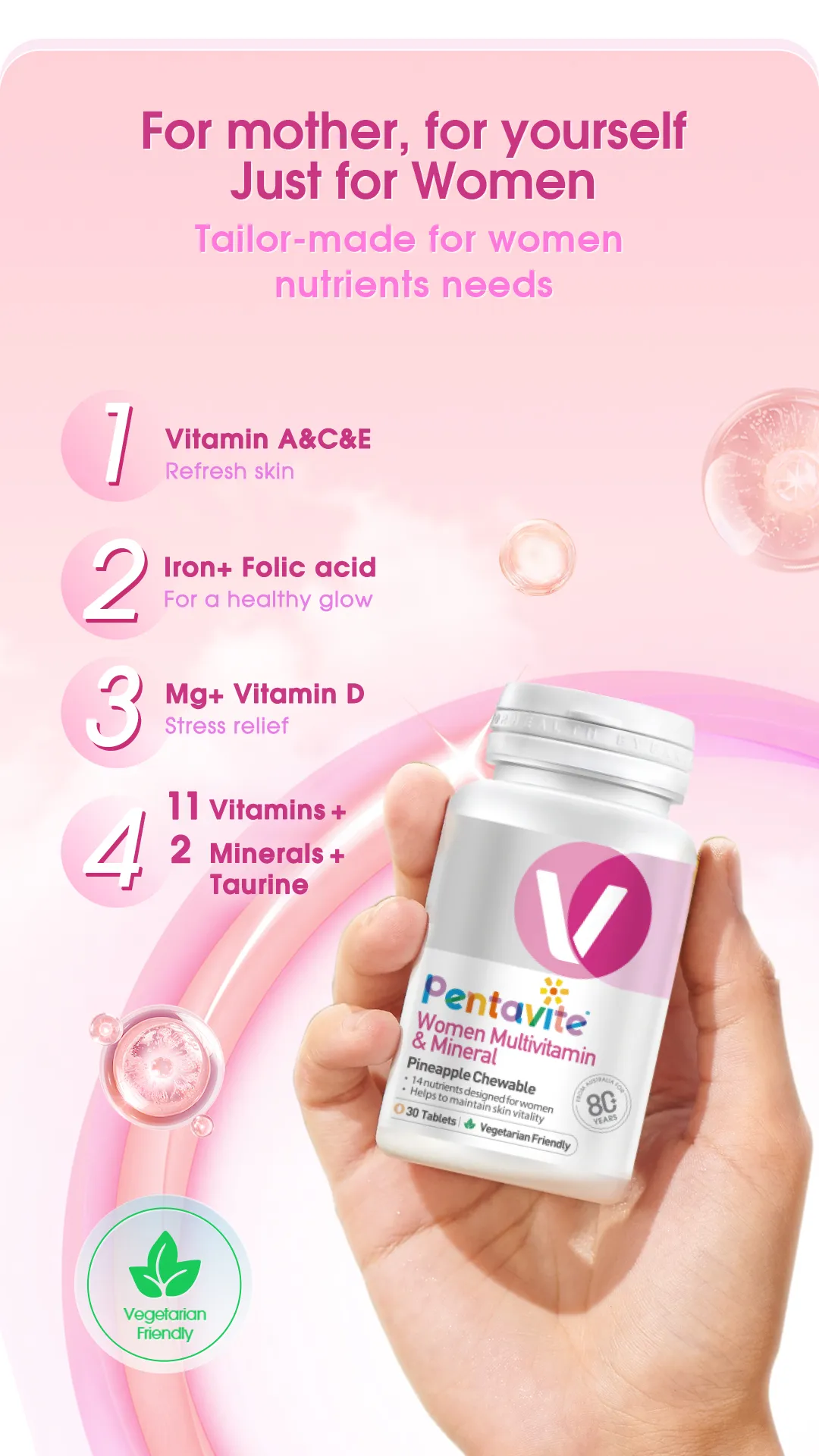【Glow & Vision Set】Pentavite Women Multivitamin & Minerals (Pineapple ...